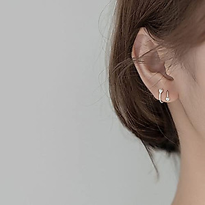 TMCO Women Simple Tiny Ball Earrings 925 Sterling Silver Spiral Wrap Cuff Earring