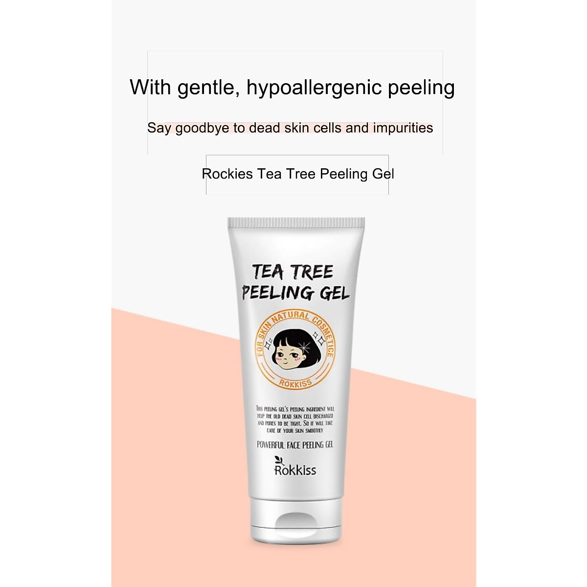 ROKKISS Tea Tree Peeling Gel (4.1fl oz) - Gentle Exfoliating Gel for Face & Body with Natural Cellulose, Remove Impurities for Smooth Skin, Korean Skin Care. Cica, Licorice & Aloe Vera Extracts.