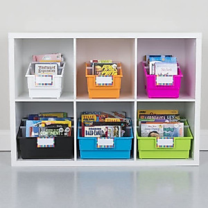 Really Good Stuff 4-Pack Single-Color Picture Book Classroom Library Bins With Dividers