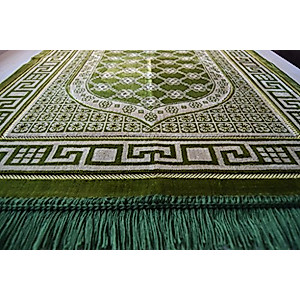Interway Trading Prayer Rug Mat Carpet Permadani Permaidani Ramadan Eid Turkish Seccade Muslim Sajadah Namaz Janamaz Velvet Large Size (Green)