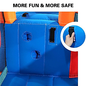 MEIOUKA Kids Inflatable Bounce House with Blower Water Slides Pool Splash Water Gun Jumping Bouncing Rocket Kid Inflatable Water Slide Bounce Houses Castle for Kids Toddlers Outdoor Jump Bouncy Houses