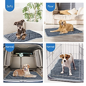Nobleza Self Warming Pet Pad, Super Soft Plush Dog Crate Pad for Travel or Home, Washable Anti-Slip Kennel Mat for Large Medium Small Dogs and Cats, 45" × 28" Grey