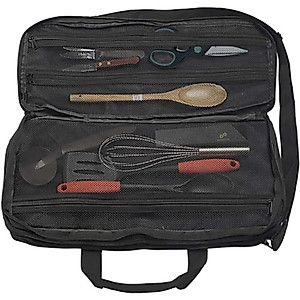 EVERPRIDE Chef Knife Bag Holds 20 Knives PLUS Large Zippered Compartment for Kitchen Tools – Durable, Large Knife Bag for Chefs – Knives Not Included