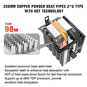 Pccooler S83 CPU Cooler - Mini CPU Heatsink - TDP 95w - Single Tower and Support Dual Fans - Anti-Oxidation Protective Layer - 80mm Silent Fan Suitable for Mini PC Case - Wide Compatibility