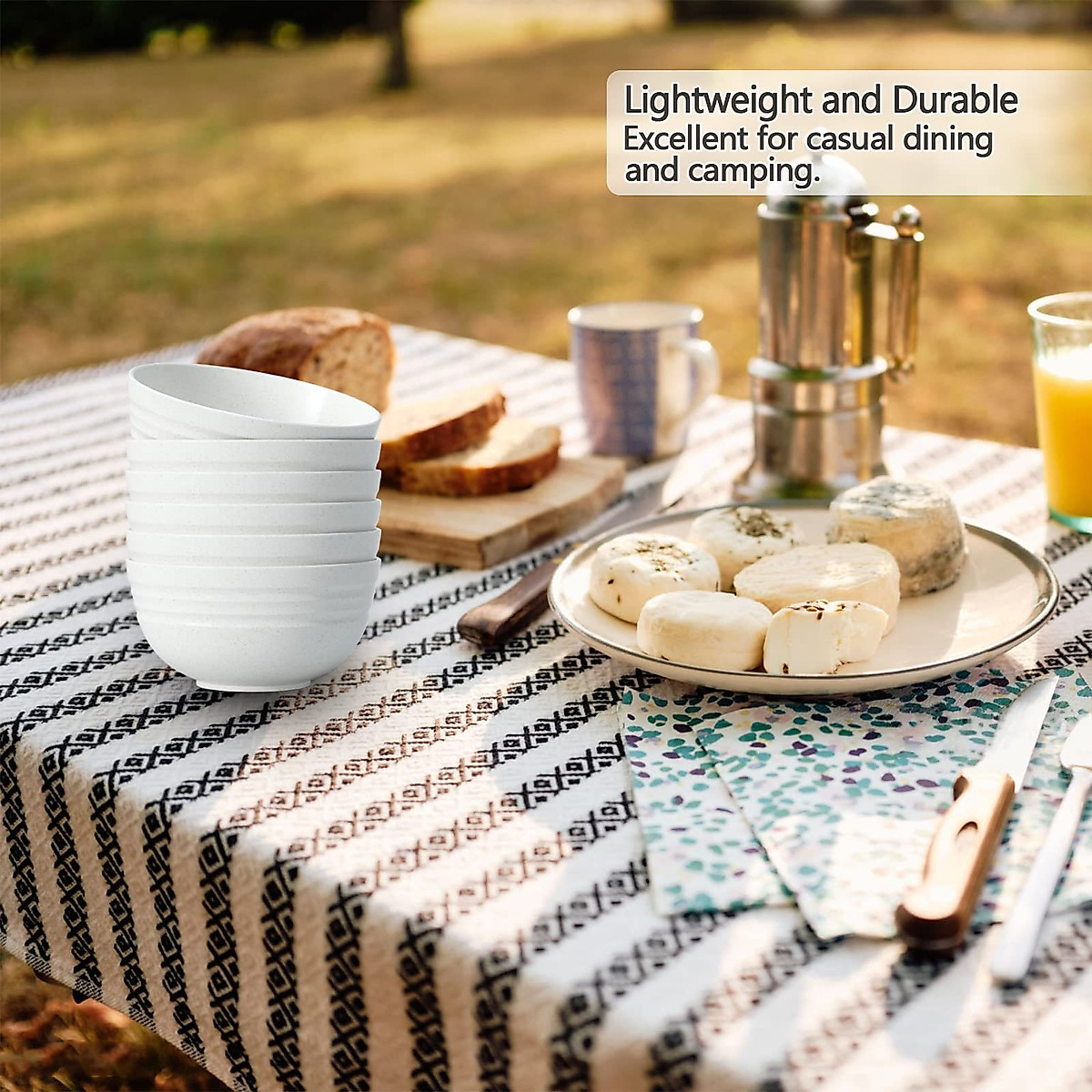 【Set Of 6】Unbreakable Cereal Bowls, 25 OZ Wheat Straw Bowls Microwave and Dishwasher Safe BPA-Free Eco-Friendly Bowl Beige Color for Cereal, Serving ,Soup, Oatmeal, Pasta and Salad（NOT CERAMIC）