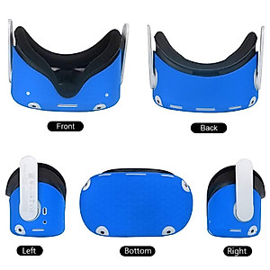 Vakdon VR Shell Protective Cover Compatible for Oculus/Meta Quest 2 Front Face Protector Cover Anti Scratch Anti Dust Anti Shock, Soft and Washable (Blue)