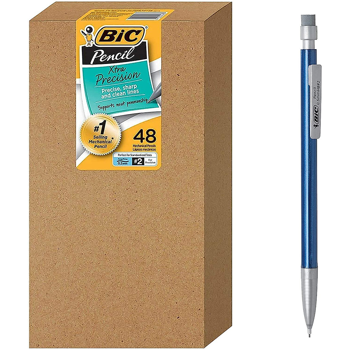 BIC Xtra-Precision Mechanical Pencil, Metallic Barrel, Fine Point (0.5mm), 48-Count