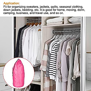 PATIKIL Clothes Storage Drawstring Bag, Extra Large Clothing Blankets Organizer Bag with Strap for Camping Home, Pink