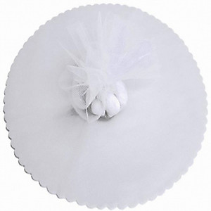 100 Scalloped Tulle Circles 9" Wedding Favor Wrap - White