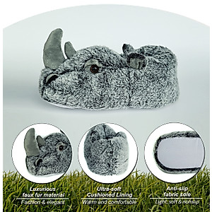 Onmygogo Fuzzy Winter Animal Slippers for Men and Women (Rhino, numeric_8)
