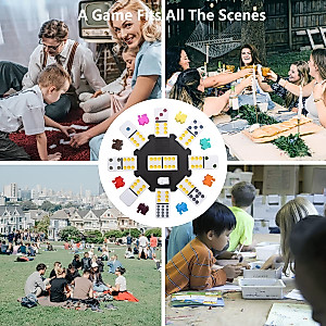 Demteric Mexican Train Dominoes Set Double 12 Dominos Travel Set Family Board Games Set 91 Colored Dot Tiles with Portable Anti-Collision Case