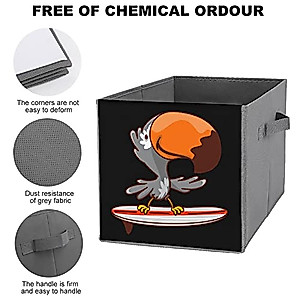 Funny Toucan Surfing Board Canvas Collapsible Storage Bins Cube Organizer Baskets with Handles for Home Office Car