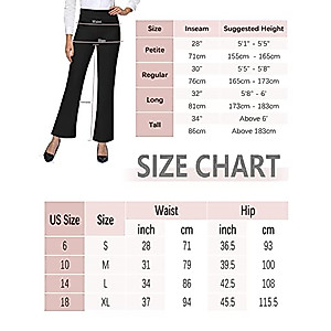 Tapata Women Dress Pants 32" High Waist Stretchy Bootcut Pants Tall, Petite, Regular for Office Work Business Black L/14