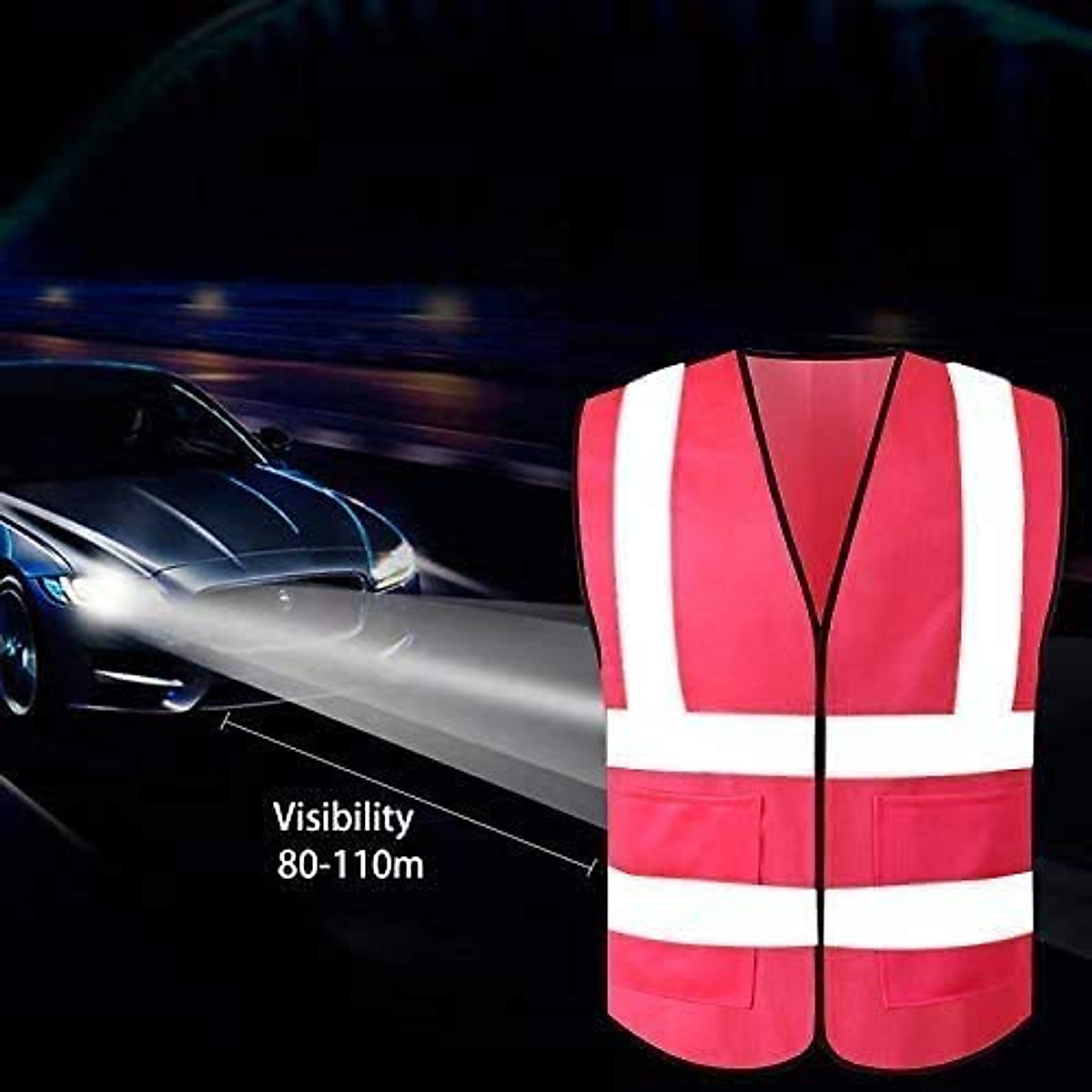 JSungo High Visibility Safety Vest 10 Pack ANSI Class 2 Security Vest with 2 Inch Reflective Silver Strip, Women Construction Vest for Night Running, Jogging, Cycling Walking (Pink)