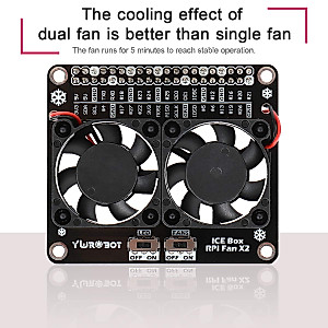 MakerFocus Raspberry Pi 4B Dual Cooling Fans, Raspberry Pi 4B Heatsink Kit, Raspberry Pi 4B GPIO Expansion Board DC 5V 0.2A with LED Compatible with Raspberry Pi 4B / 3B+ / 3B / 3A+