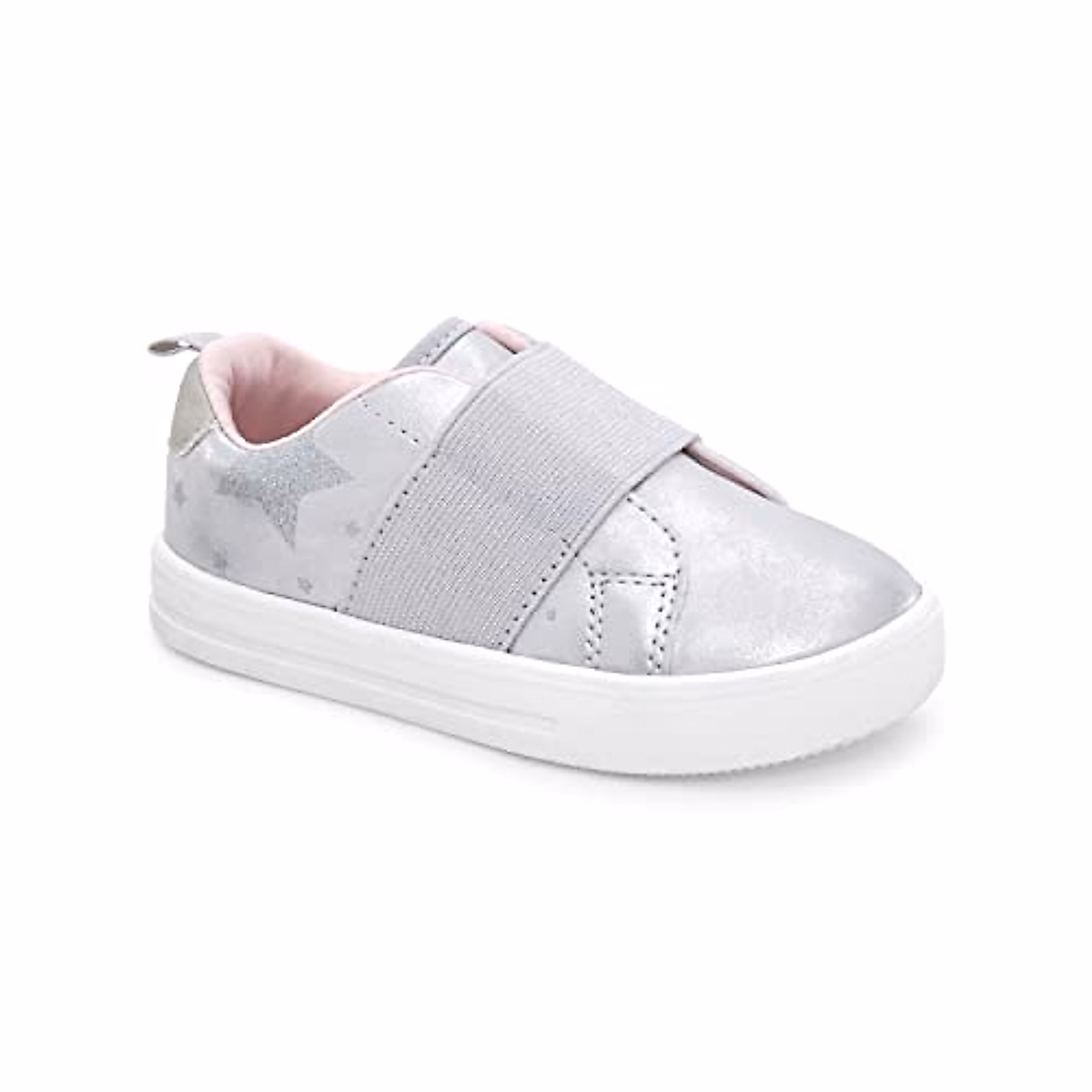 OshKosh B'Gosh Girls Lulu Slip-On Sneaker, Silver, 6 Toddler