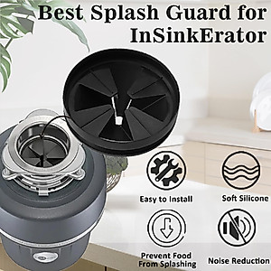 Garbage Disposal Splash Guards, 2-Pack Upgraded for InSinkErator Evolution Series QCB-AM Sink Baffle Drain Cover, Removable Quiet Collar Drain Plugs, Garbage Disposer Accessories 3 3/8" (Black 2 pcs)
