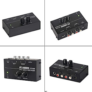 Phono Turntable Preamp-Mini Audio Stereo Phonograph，Separate DC 12V Power Adapter, RCA Input, RCA Output & Low Noise preamp,Portable, Independent Knob Control Operation -Depusheng PP500, Black