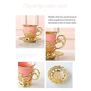 CMDHY Espresso Turkish Coffee Cups and Saucers for Women Tea Cups Set of 6 with Gift Box 2.8 Ounces (White-Golden)