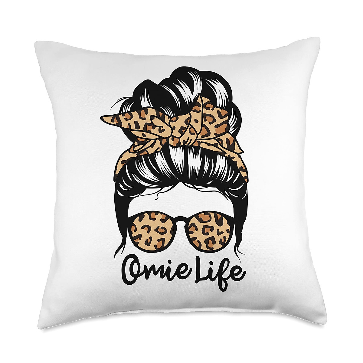 Omie Life December Omie Life Messy Bun Hair Funny Grandma Throw Pillow, 18x18, Multicolor
