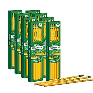 Ticonderoga Wood-Cased Pencils, Unsharpened, #2 HB Soft, Yellow, 96 Count