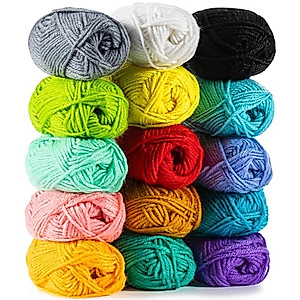 MAQIHAN 15x20g Acrylic Yarn for Crocheting - Soft Knitting Yarn for Crafts Multicolor Yarn Skeins for Crocheting DIY Yarn Bulk for Handicraft Knitting Yarn Scarves Gift for Beginners Adults