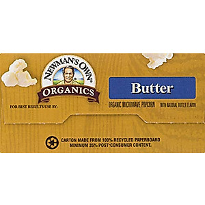 Newman's Own Organic Pop's Corn Microwave Popcorn, Butter, 3 Count