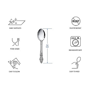 Teaspoons Flatware Set 12 pieces Silverware Stainless Steel Cutlery Tableware Dishwasher Safe