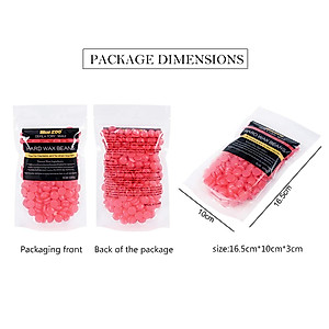 Vtrem 100g Hard Wax Beans Painless Hair Removal kit with 20pcs Wax Spatulas Strawberry Flavor Solid Depilatory Wax for Face, Eyebrow, Back, Chest, Bikini Areas, Legs (Red)