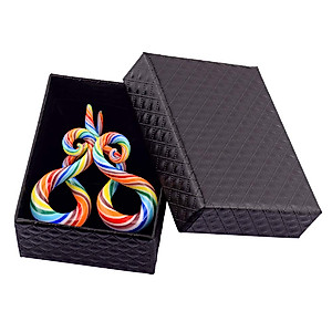 YOFANST 2pcs Glass Ear Tapers Plugs Handmade Spiral Gauges Piercing Jewelry, Candy Twist 0G