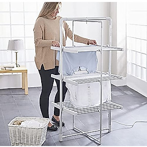 Easylife XL Heated Drying Rack with Timer, 3 Tier Airer, Warming Clothes Dryer, Electric Clothes Horse, Laundry Rack, h57.8 x w28.3 x d26.4