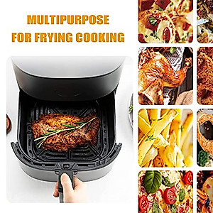 Air Fryer Grill Pan for COSORI Square Air Fryer Pro LE 5 Qt, Non-Stick 8.26’’*8.26’’ Air Fryer Rack Replacement Parts Accessories Grill Plate Crisper Plate Tray with Rubber Bumpers, Dishwasher Safe