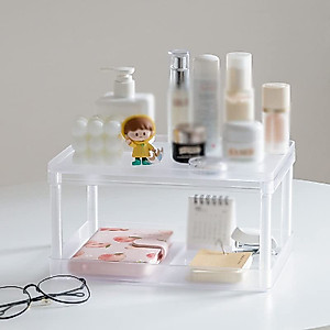 TJLSS Multifunctional Storage Rack Double Storage Rack Desktop Storage Rack Plastic Desk Storage Rack