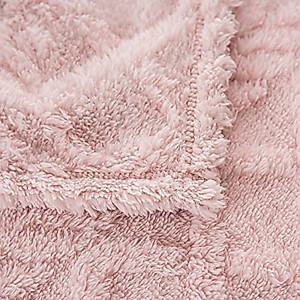 DaysU Sherpa Fleece Blanket, Throw Blanket for Couch, Sofa, Bed, Lightweight Soft Cozy Warm Fuzzy Blankets for Camping, Picnic, Travel, Pink Jacquard, 60” x 80”