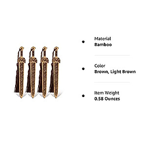 Gdpaddy Handmade Natural Bamboo Bookmark with Beautiful Tassels,Vintage Style Bookmark is A Unique Gift for Teachers, Students, Men and Women - 4Pcs (Sword)