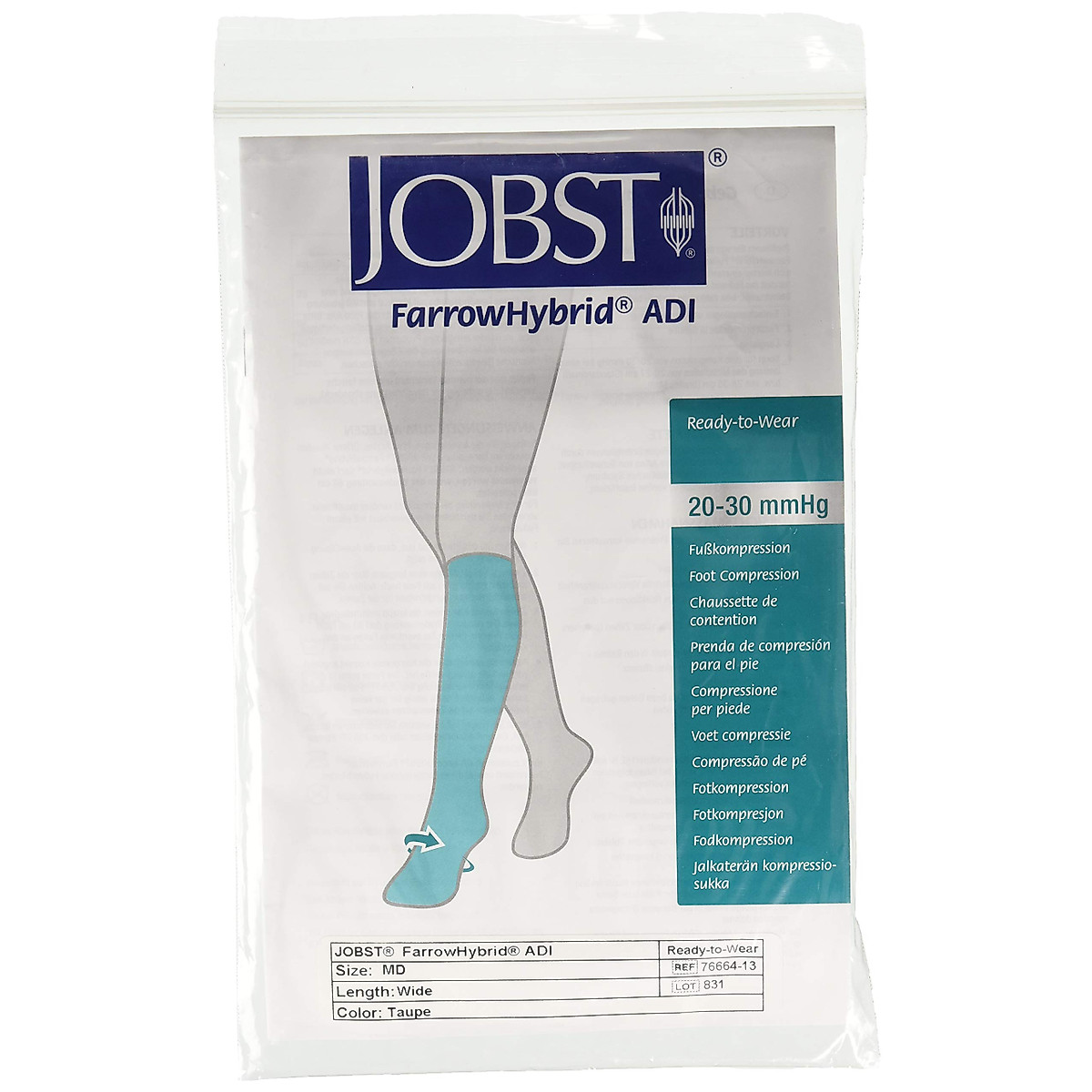 FarrowHybrid ADI ADII Liner/Sock, Foot Compression, BSN FarrowMed (Class1-Wide/Med, Taupe)