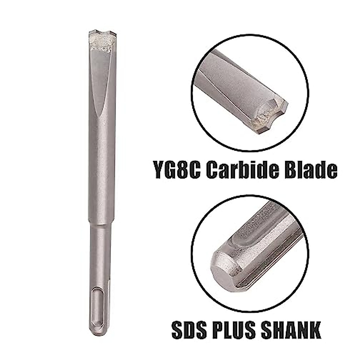 Vearter 3Pcs SDS PLUS Shank Tungsten Carbide Tipped Chisel Drill Bits Demolition Hammer bit for Tile, Brick, Stone, Concrete, Marble,Cement