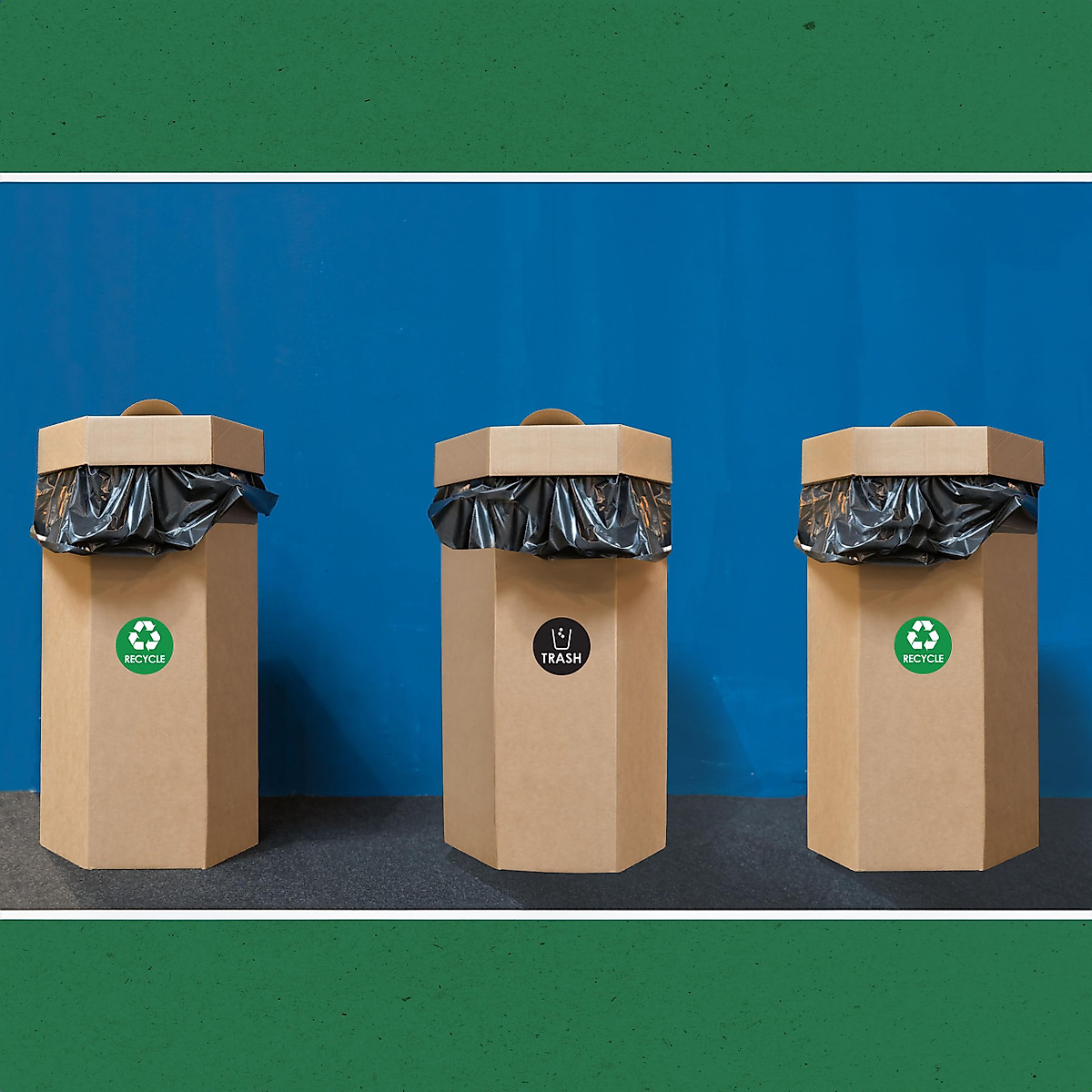 Pixelverse Design Recycle Trash Bin Logo Sticker - 4" x 4" - Organize & Coordinate Garbage Waste from Recycling - Great for Metal Aluminum Steel or Plastic Trash Cans - Indoor & Outdoor (10 Pack)