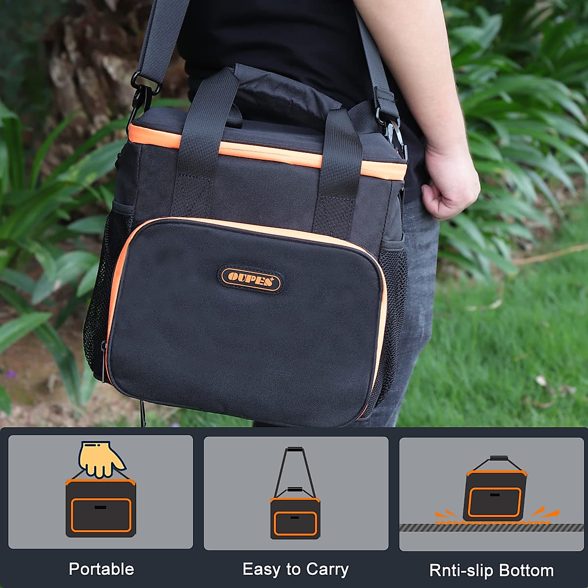 OUPES 1800W Solar Generator Carrying Bag, Compatible with Jackery Portable Power Station, Camping Generator 600/1200/1800, with 7 Pockets for Outdoor Charging Cable, Home Storage