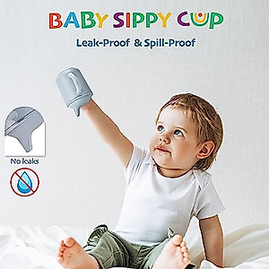 Leeleelon Silicone Sippy Cups for Baby, 100% Leak-Proof Training Cup for Toddler with Handles, Soft Spout Sippy Cup for Infants, 6+ Months, 6oz/180ml (Pack of 2)