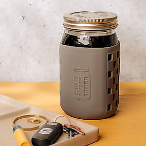 County Line Kitchen – Silicone Mason Jar Protector Sleeves for 1Qt Mason Jar – Fits 32 oz, Variety Colors, 4pk. Includes Gray, Sky Blue, Leafy Green and Sunrise Orange