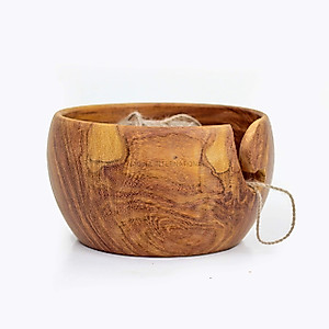 Shedua Mozambique Sanded Wood Yarn Storage Premium Knitting Crochet Wool Bowl | Arts Crafts & Sewing Accessories Bowl by Nagina International (Large)
