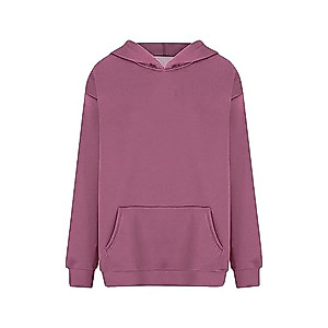 iHPH7 Hoodies for Women Oversized Solid Color Sweatshirts Fleece Casual Long Sleeve Pullover Loose Lightweight Fall Clothes