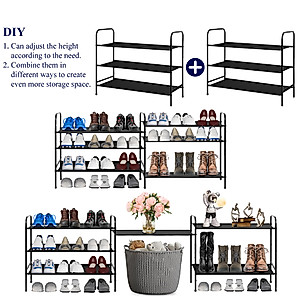 MAX Houser 3 Tier Free Standing Shoe Rack, Shoe Organizer for Closet,Metal Shoe Storage Shelf for 9-12 Pairs of Shoes, Easy to Assemble, Entryway, Bedroom, Black