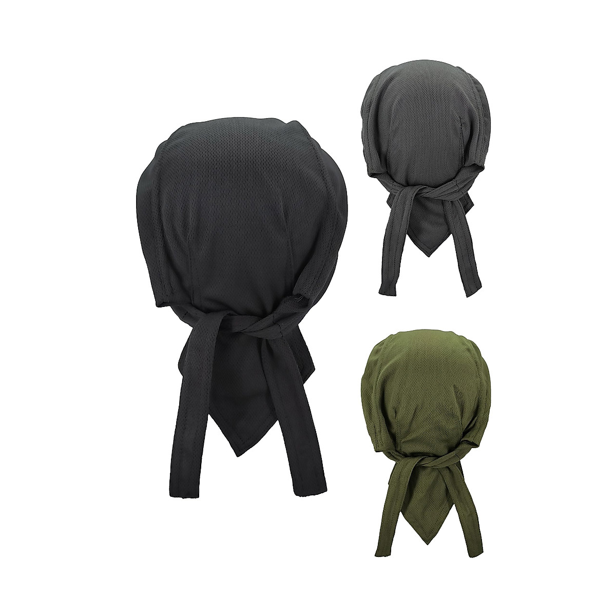 Kninmdor Do Rags Cycling Caps Helmet Liner Doo Rag Motorcycle Bandana Hat Sweat Liner Skull Caps Dew Rags for Men and Women (Army Green, Dark Gray, Black)