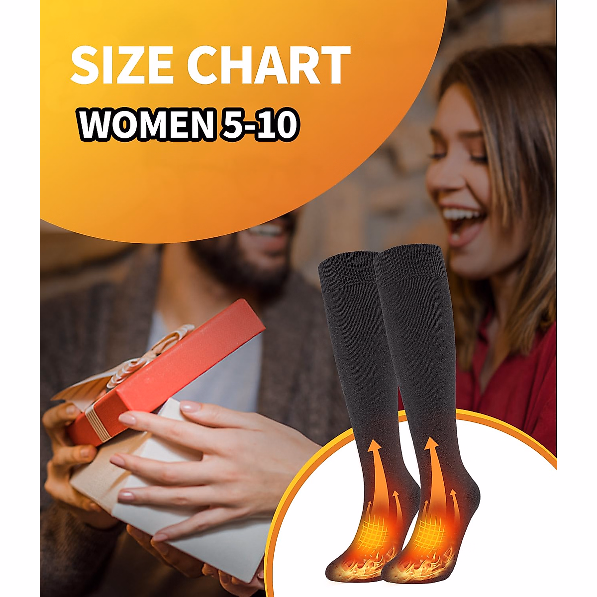 Aoliks Black Warm Socks for Women,Thermal Knee High Socks Cotton Long Socks for Running Hiking Skiing Gifts