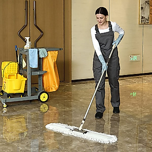 Eyliden 36" Residential Commercial Dust Mop, 4 Pads Professional Class Industrial Mops Broom, No Rust - Full Aluminum Mopping with Telescopic Handle, 2pcs Cotton and 2pcs Microfiber Pad (White, 36")