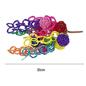 Bird Toys - Pet Bird Toys Leather Rope Colorful Rattan Balls Strings Parrot Bite Chew Toy - Quakers Lot Add Set Talk Sale Metal Red African Seagrass
