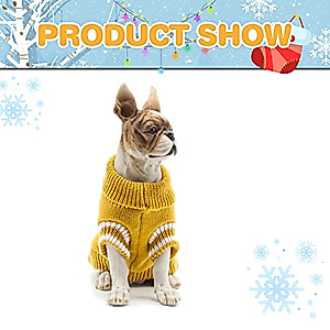 Cnarery Dog Sweater, Soft and Warm Dog Knitted Sweater with Leash Hole, Dog Winter Coat, Cold Weather Clothes for Small Medium Dogs Cat (Small, Yellow)