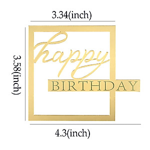 Mirror Acrylic Happy Birthday Cake Toppers Happy Birthday Cupcake Topper Hollow Frame Side Cake Topper Cake Decorations Cake Inserts Cake Decor Happy Birthday Decorations Cake Decorating Supplies,3pcs